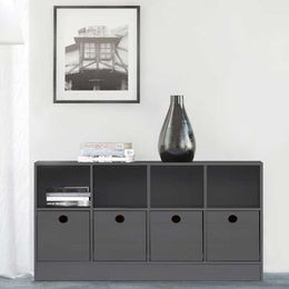 Pharao24.de Kommode Sideboard in Grau mit offenen F&auml;chern
