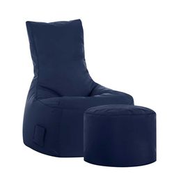Pharao24.de Sitzsack Sessel in Dunkelblau Hocker