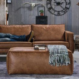 Pharao24.de Leder Hocker in Cognac Braun Sofa aus Recyclingleder 120x43x60 cm Pharao24