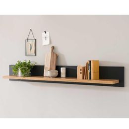 Pharao24.de Wohnzimmer Regal in Anthrazit und Wildeichefarben 150 cm breit