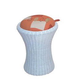 Pharao24.de Rattan Hocker in Wei&szlig; Bunt