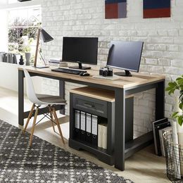 Pharao24.de B&uuml;rotisch Set mit Rollcontainer Landhausstil (zweiteilig)