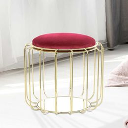 Pharao24.de Design Sitzhocker in Rot und Goldfarben wendbarem Sitz