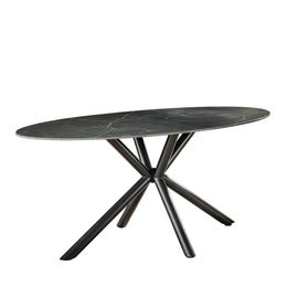 Pharao24.de Tisch Esszimmer schwarz aus Keramik und Metall Spider Gestell
