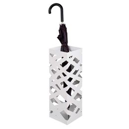 Pharao24.de Wei&szlig;er Metall Schirmst&auml;nder in modernem Design Abtropfschale Kunststoff