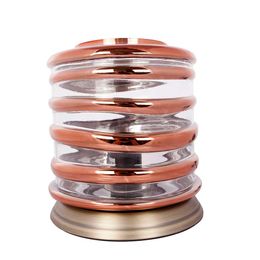 Pharao24.de Glas Tischlampe in Kupferfarben Industry Look
