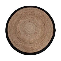 Pharao24.de runder Teppich in Beige und Schwarz Jute
