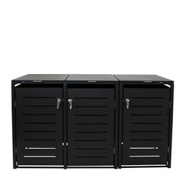 Pharao24.de M&uuml;lltonnen Box Anthrazit Stahl 198 cm breit 116 cm hoch