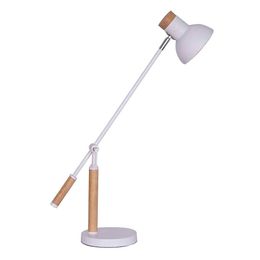 Pharao24.de Hohe Schreibtischlampe in Wei&szlig; Eichefarben