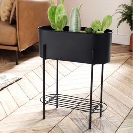 Pharao24.de Blumenhocker Pflanzk&uuml;bel in modernem Design in Schwarz