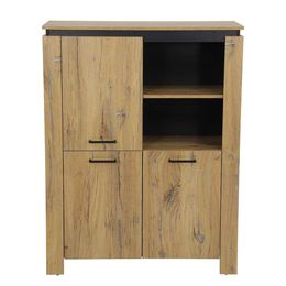 Pharao24.de Wohnzimmer Schrank Highboard in Zinneichefarben Schwarz