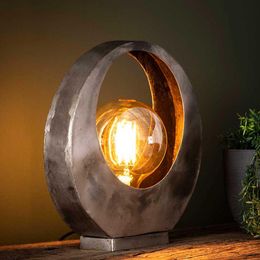 Pharao24.de Design Tischlampe in Altsilberfarben Metall