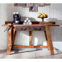 Pharao24.de Design Konsolentisch aus Mangobaum Massivholz Industry und Loft Stil