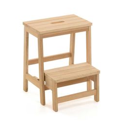 Pharao24.de Tritthocker aus gebleichtem Massivholz 50 cm hoch