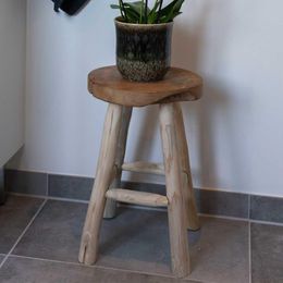 Pharao24.de Beistellhocker aus Teak Massivholz 45 cm hoch