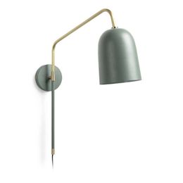Pharao24.de Metall Wandleuchte in Dunkelgr&uuml;n und Goldfarben 60 cm hoch