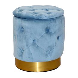 Pharao24.de Samt Beistellhocker mit Stauraum Hellblau
