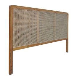 Pharao24.de Bett Kopfteil aus Teak Massivholz und Rattan 200 cm breit