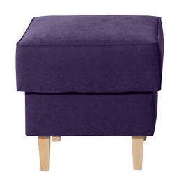 Pharao24.de Polsterhocker in Violett Velours Vierfu&szlig;gestell aus Holz