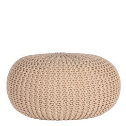 Pharao24.de Strick Sitzpouf in Creme Wei&szlig; rund