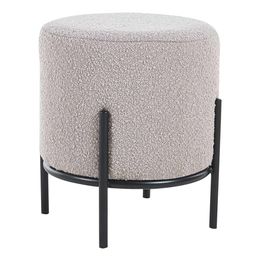 Pharao24.de Hocker Boucle Taupe mit Vierfu&szlig;gestell aus Metall 38 cm hoch