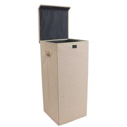 Pharao24.de W&auml;schetruhe Cremefarben mit Textilgewebe Oberfl&auml;che 30 cm breit
