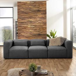 Pharao24.de Sofa in Anthrazit Flachgewebe (dreiteilig)