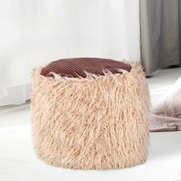 Pharao24.de Kunstfell Hocker in Beige und Braun Retrostil