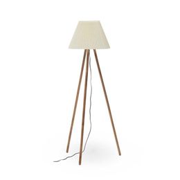 Pharao24.de Dreibein Stehlampe im Skandi Design Cremefarben und Holz natur