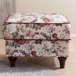 Pharao24.de Sitzhocker mit Blumen Muster im Vintage Look 65 cm breit