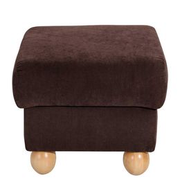 Pharao24.de Brauner Landhaus Hocker aus Velours und Buchenholz 54 cm breit