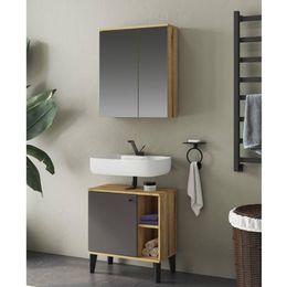 Pharao24.de Waschplatz Set Badm&ouml;belset 60 cm breit in modernem Design (zweiteilig)