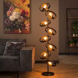 Pharao24.de Industriestil Metall Stehlampe in Schwarzgrau 162 cm hoch