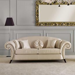 Pharao24.de Dreisitzer Couch klassisch in Beige und Dunkelbraun 240 cm breit