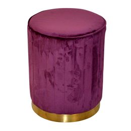 Pharao24.de Sitzhocker aus Samt Bordeaux und Goldfarben