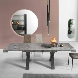 Pharao24.de Premium Esszimmer Tisch in Beton Optik Grau zwei Einlegeplatten