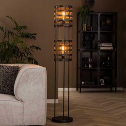 Pharao24.de Metallgeflecht Stehlampe in Schwarz Nickel 166 cm hoch