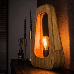 Pharao24.de Tischleuchte Tischlampe aus Mangobaum Massivholz 50 cm hoch