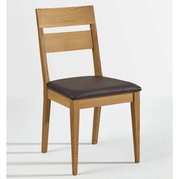 Pharao24.de Esszimmerstuhl 2 St&uuml;hle aus Kunstleder und Wildeiche Massivholz (2er Set)