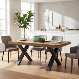 Pharao24.de Ausziehtisch modernes Design in Teakfarben Anthrazit