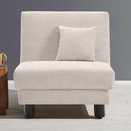 Pharao24.de Schlafsessel Cord Beige in modernem Design 60 cm Sitztiefe