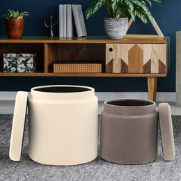 Pharao24.de Sitzhocker in Creme Wei&szlig; und Taupe Truhe (zweiteilig)