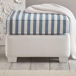 Pharao24.de Couchhocker gestreift in Wei&szlig; und Blau Landhausstil maritim