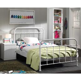 Pharao24.de Jugendbett in Wei&szlig; Metall