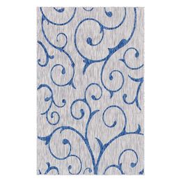 Pharao24.de Outdoorteppich rechteckig in Hellgrau und Blau Ornament Muster