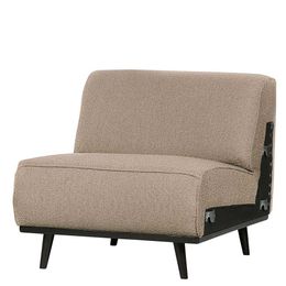 Pharao24.de Modulsofa Einsitzer Beige aus Boucle Stoff Vierfu&szlig;gestell aus Holz