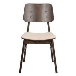 Pharao24.de Stuhl K&uuml;che in Eiche dunkel & Beige Massivholz (2er Set)