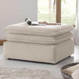 Pharao24.de Couchhocker Beige Cord in modernem Design 43 cm Sitzh&ouml;he