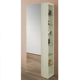 Pharao24.de Garderobenschuhschrank in Creme Wei&szlig; Spiegel
