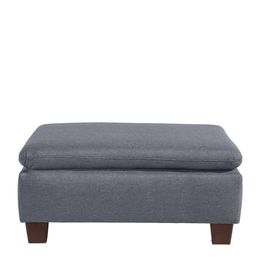 Pharao24.de Sitzhocker Stoff jeansblau in modernem Design Vierfu&szlig;gestell aus Holz